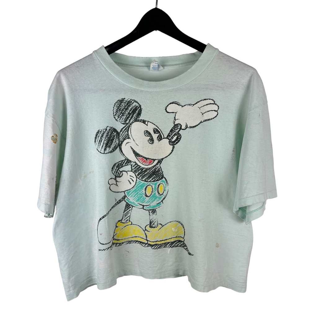 Vintage 70s Walt Disney Mickey Mouse Boxy Graphic Shi… - Gem